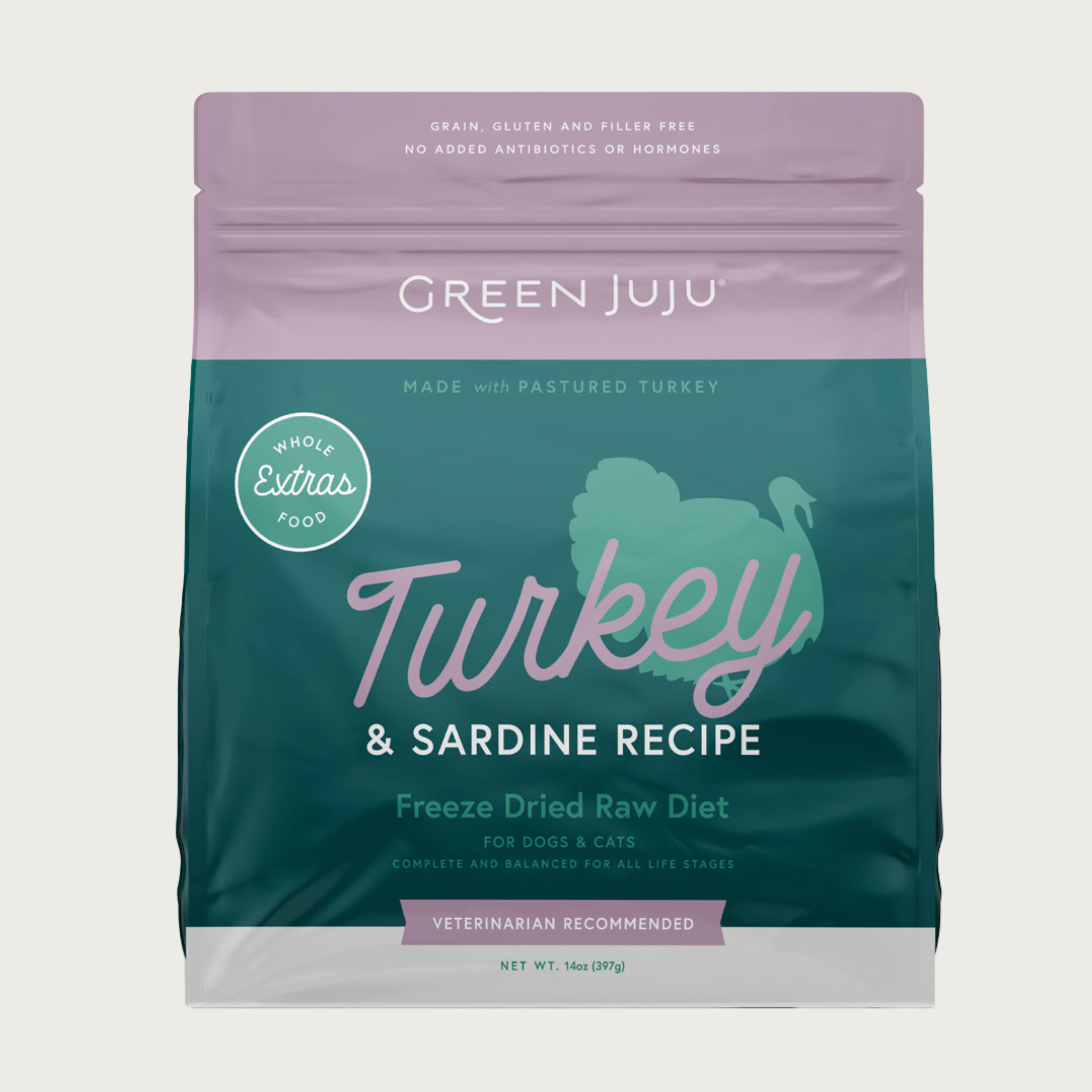 GREEN JUJU Freeze-Dried Raw Turkey & Sardine Recipe for Dogs & Cats ...