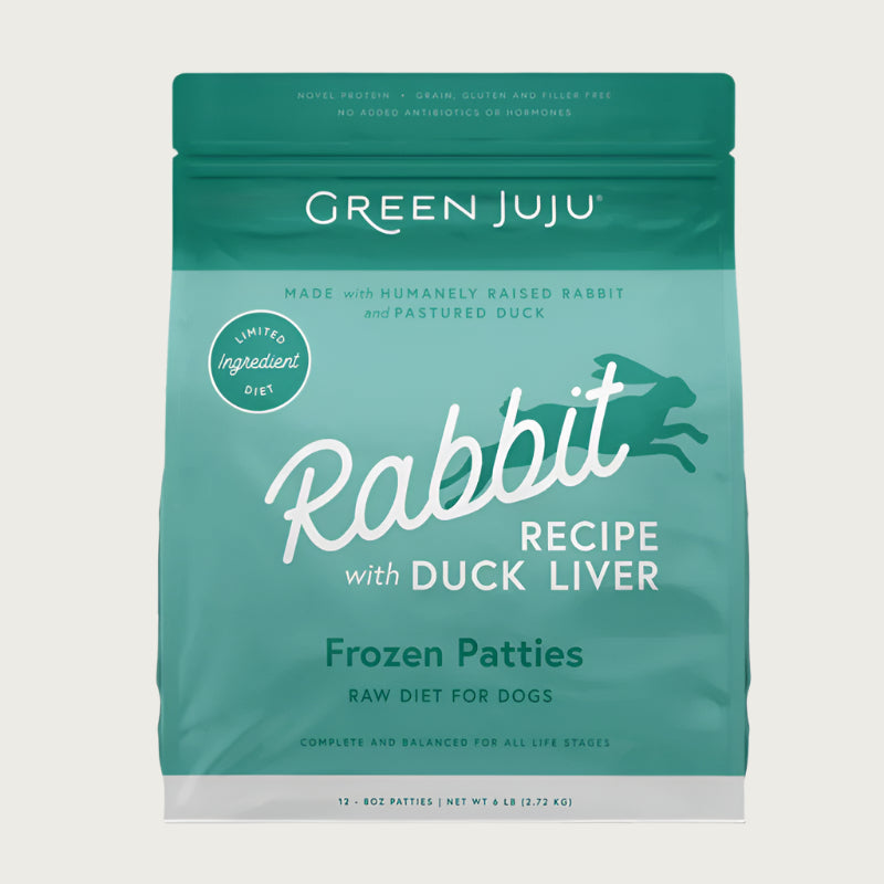 GREEN JUJU Frozen Raw Rabbit Recipe with Duck Liver for Dogs – Wet Nose