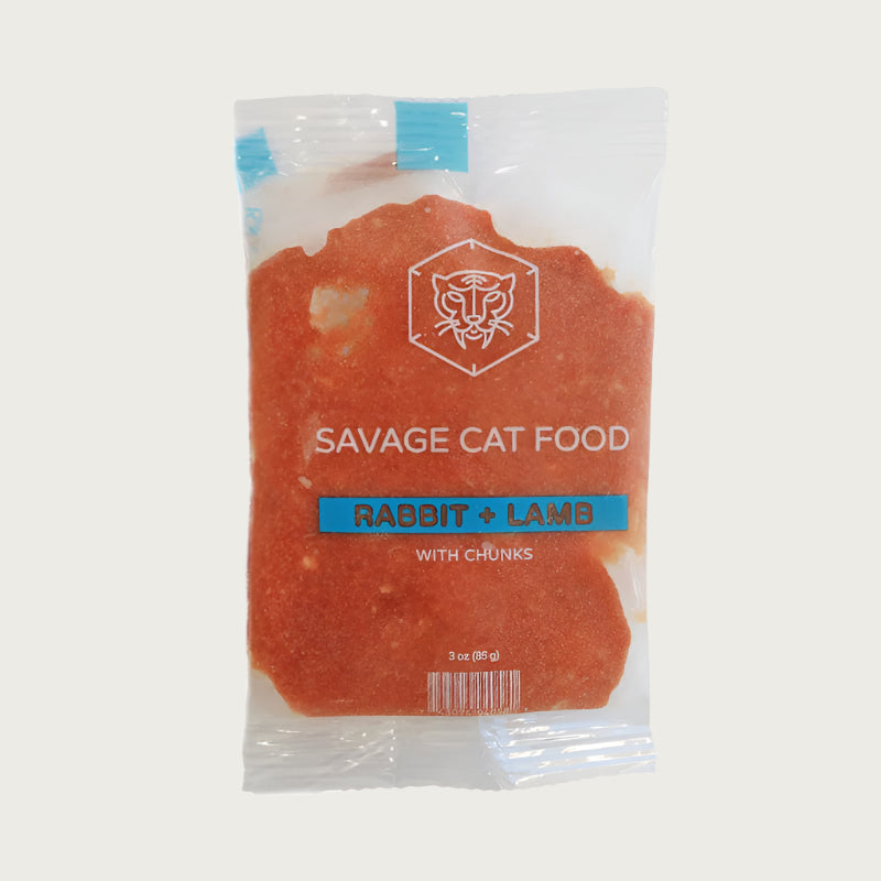 SAVAGE CAT Frozen Raw Rabbit + Lamb Food for Cats – Wet Nose